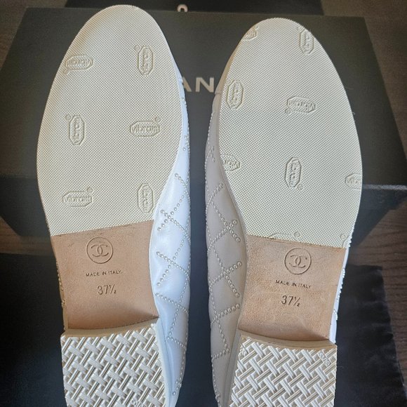 CHANEL | Shoes | Brand New White Chanel Ballerina Shoes With Pearls ...